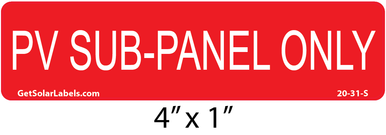 20-31 PV SUB PANEL ONLY - Get Solar Labels