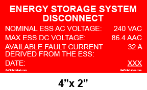 02-67 Energy Storage System Disconnect | Get Solar Labels