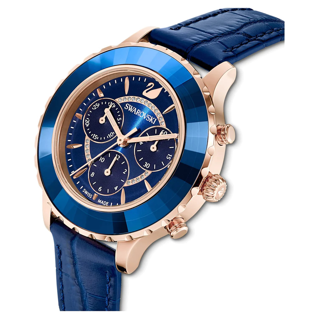 Swarovski Octea Lux Watch with Blue Leather Strap