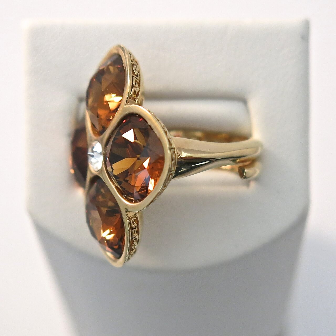 Rebecca Ring with Four Brown Swarovski Crystals