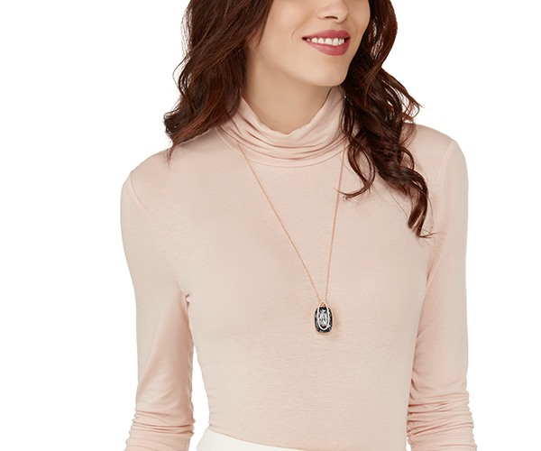 Swarovski Holding Pendant with Black Crystal in Rose Gold