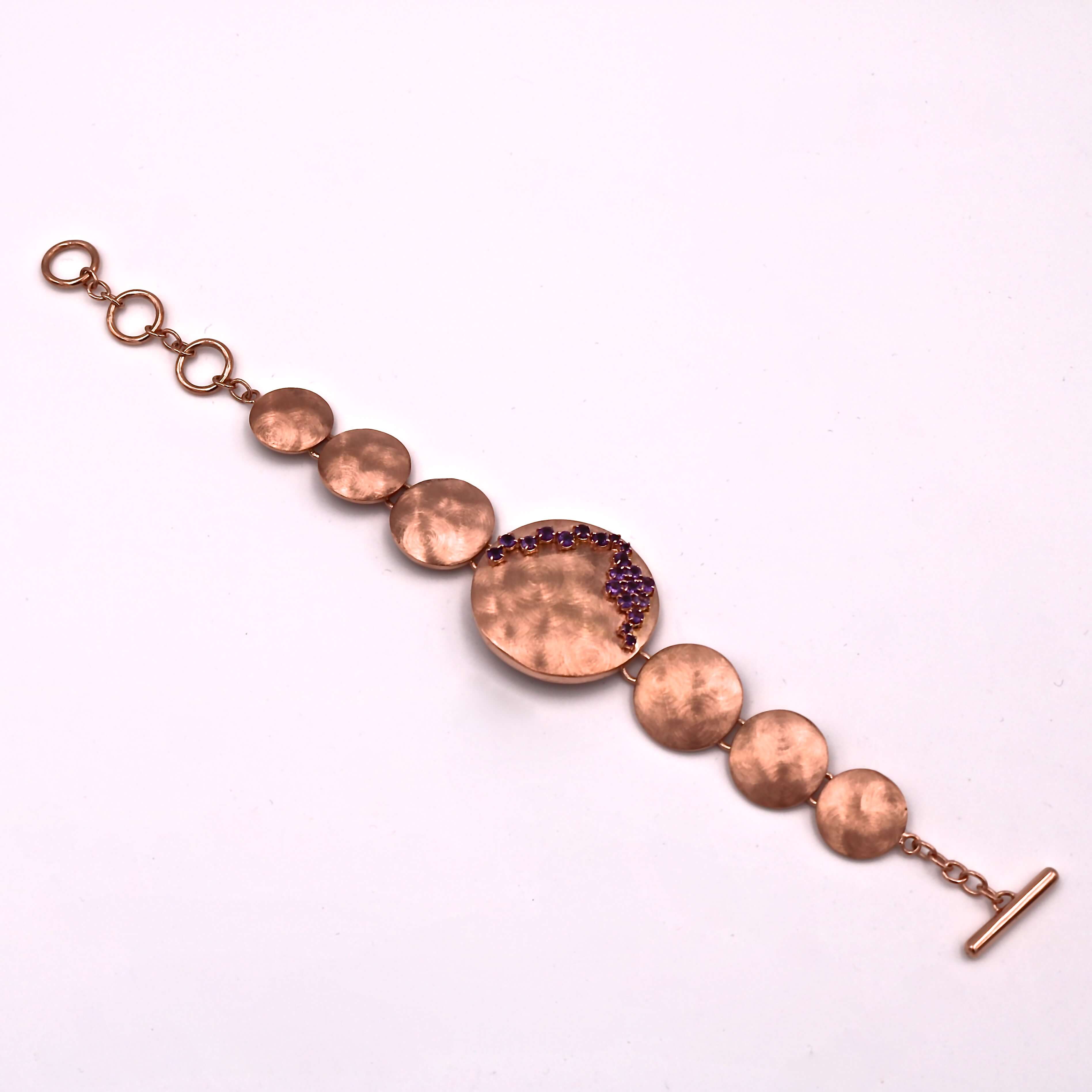 Adami & Martucci Rose Gold Circle Bracelet With Amethyst Stones