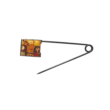 Mosaic Baltic Amber Safety Pin / Brooch