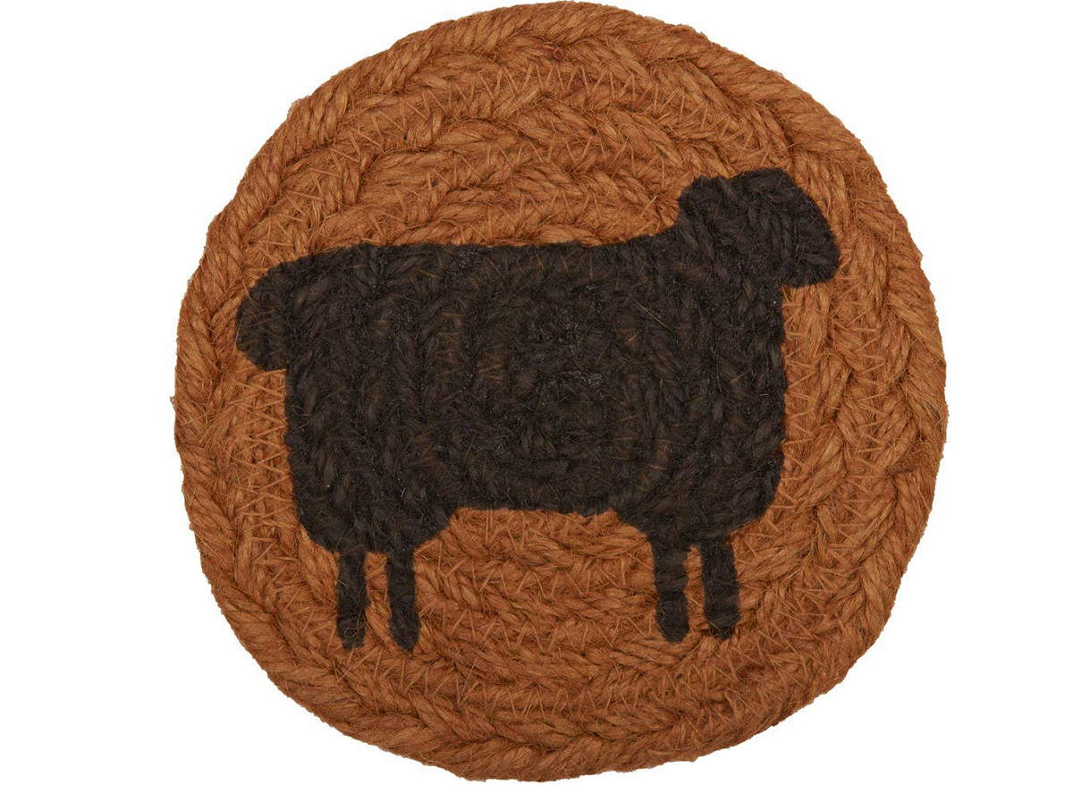 Heritage Farms Sheep Jute Coaster Set of 6