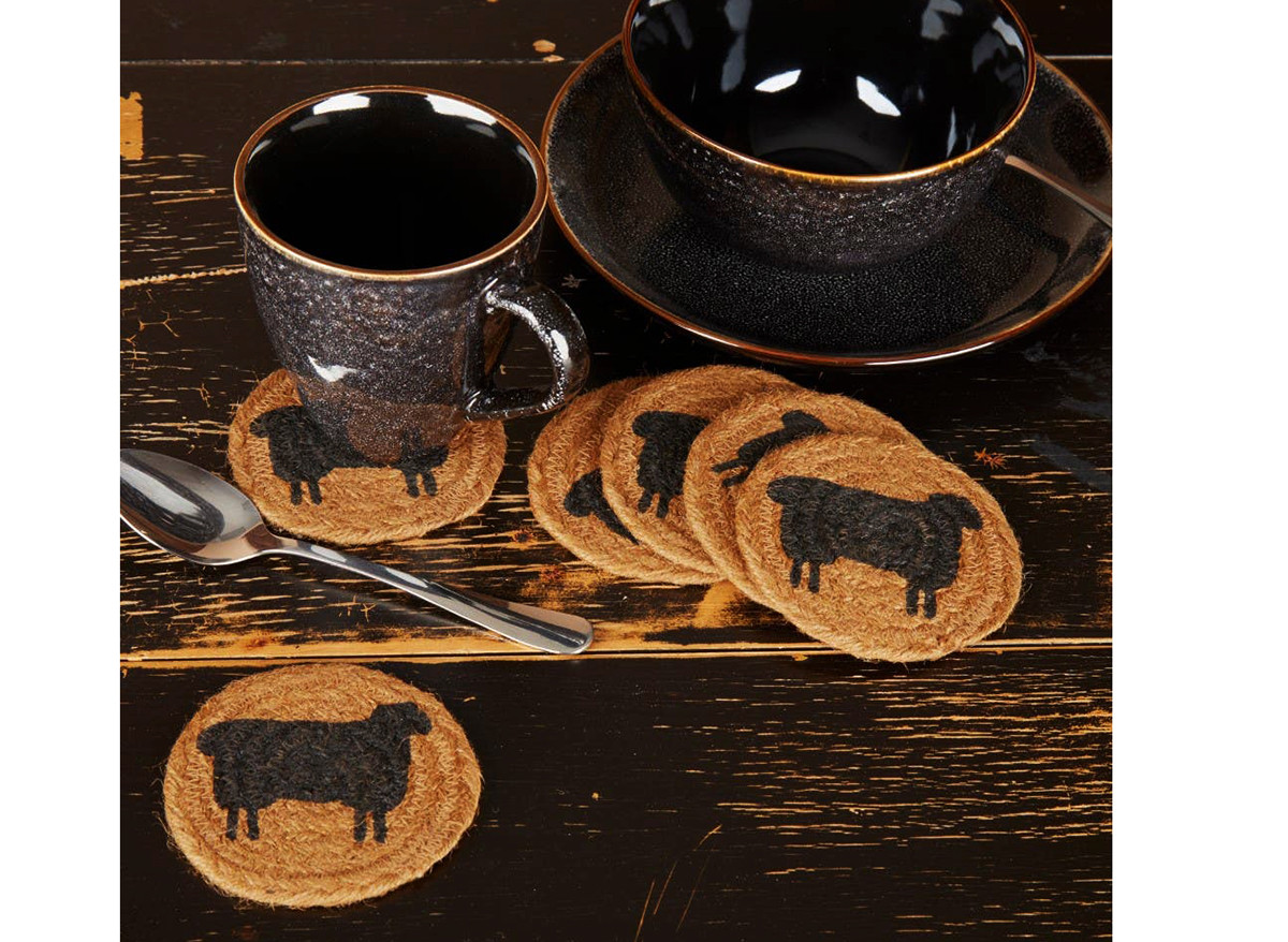 Heritage Farms Sheep Jute Coaster Set of 6