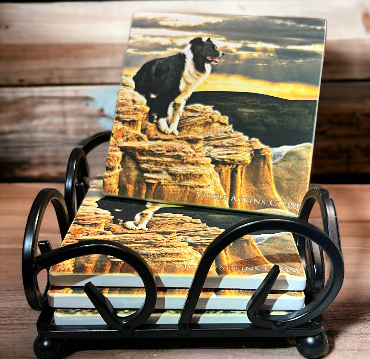 "Boarder Guard" / "Watching Ewe" Sandstone Coasters - Farm Diggity