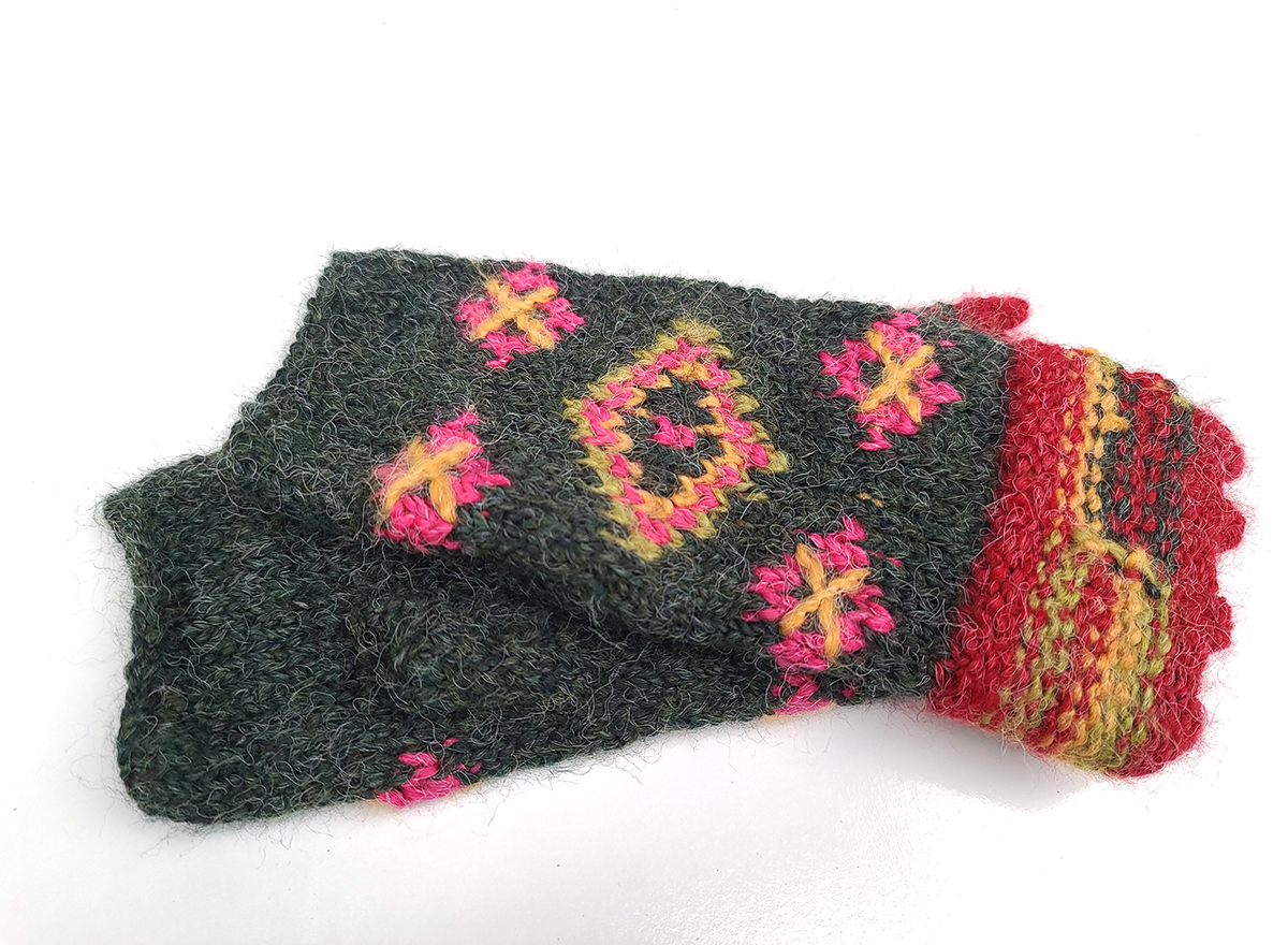 Peruvian Trading co. Hat & Cut off mittens