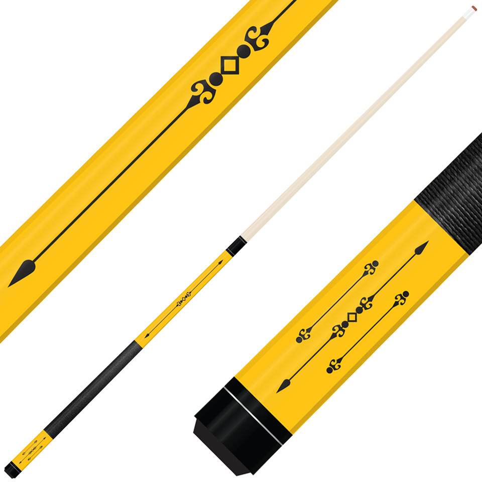Forged Etched Series ET01 Custom Engraved Yellow Pool Cue – Black ...