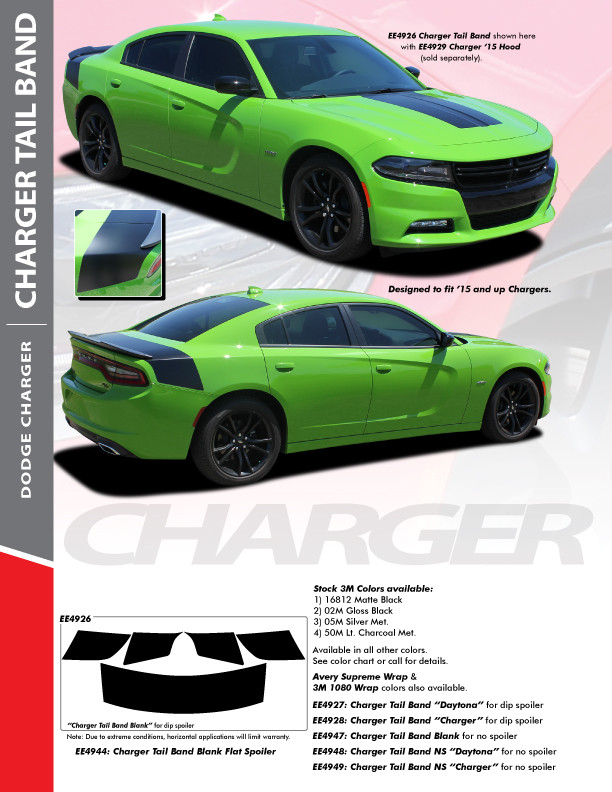 Dodge Charger Decklid Trunk Stripes Decals - TAILBAND Graphic