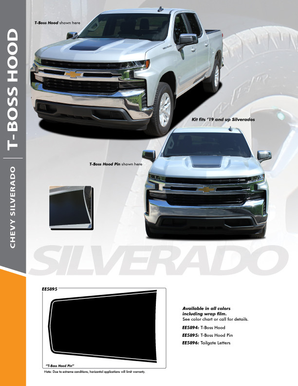 Chevy Silverado Center Hood Graphic Decal Vinyl Stripe | T-BOSS