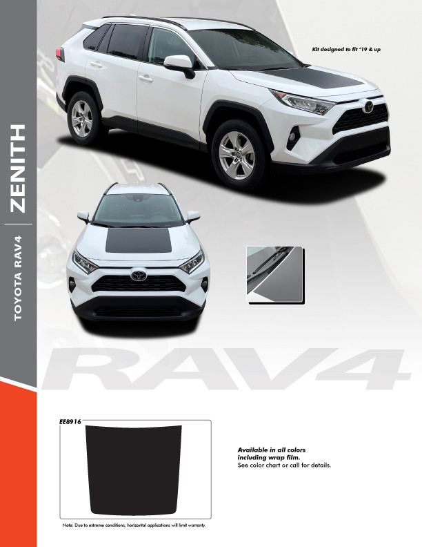 ZENITH: 2019 2020 2021 2022 2023 2024 Toyota RAV4 Hood Vinyl Graphic ...