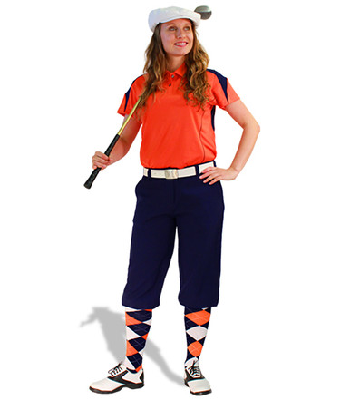 Ladies Navy, Orange & White Caddie Outfit