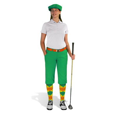 Ladies Lime, Black & Red Golf Outfit