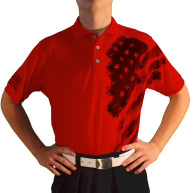 Flag Golf Shirts | Mens | Red | USA