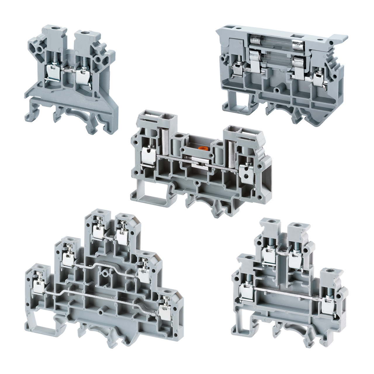 Din Rail terminals, screw, spring and push in - Techna