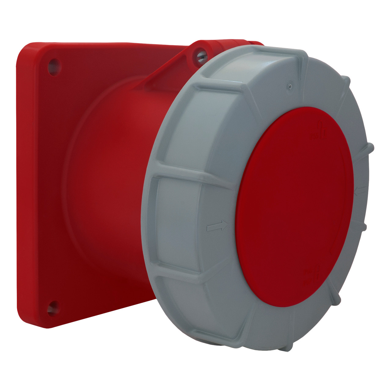 Panel Mounted Socket, 5 Pins, 125A, 400V, IP67, 120 x 120mm - Techna