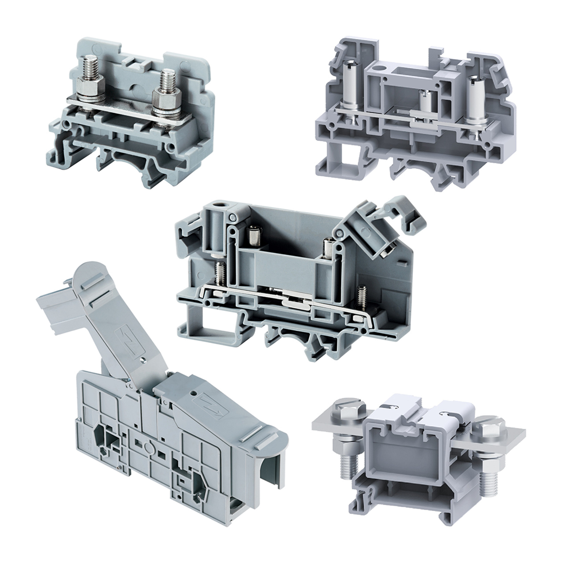 Din Rail terminals, screw, spring and push in - Techna