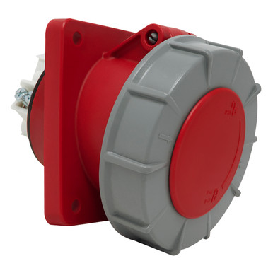 Panel Mounted Socket, 5 Pins, 63A, 400V, IP67, 100 x 107mm - Techna