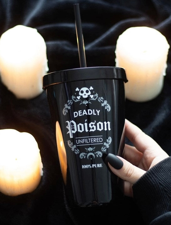 Gothic Deadly Poison Tumbler + Straw - Suicide Glam Australia