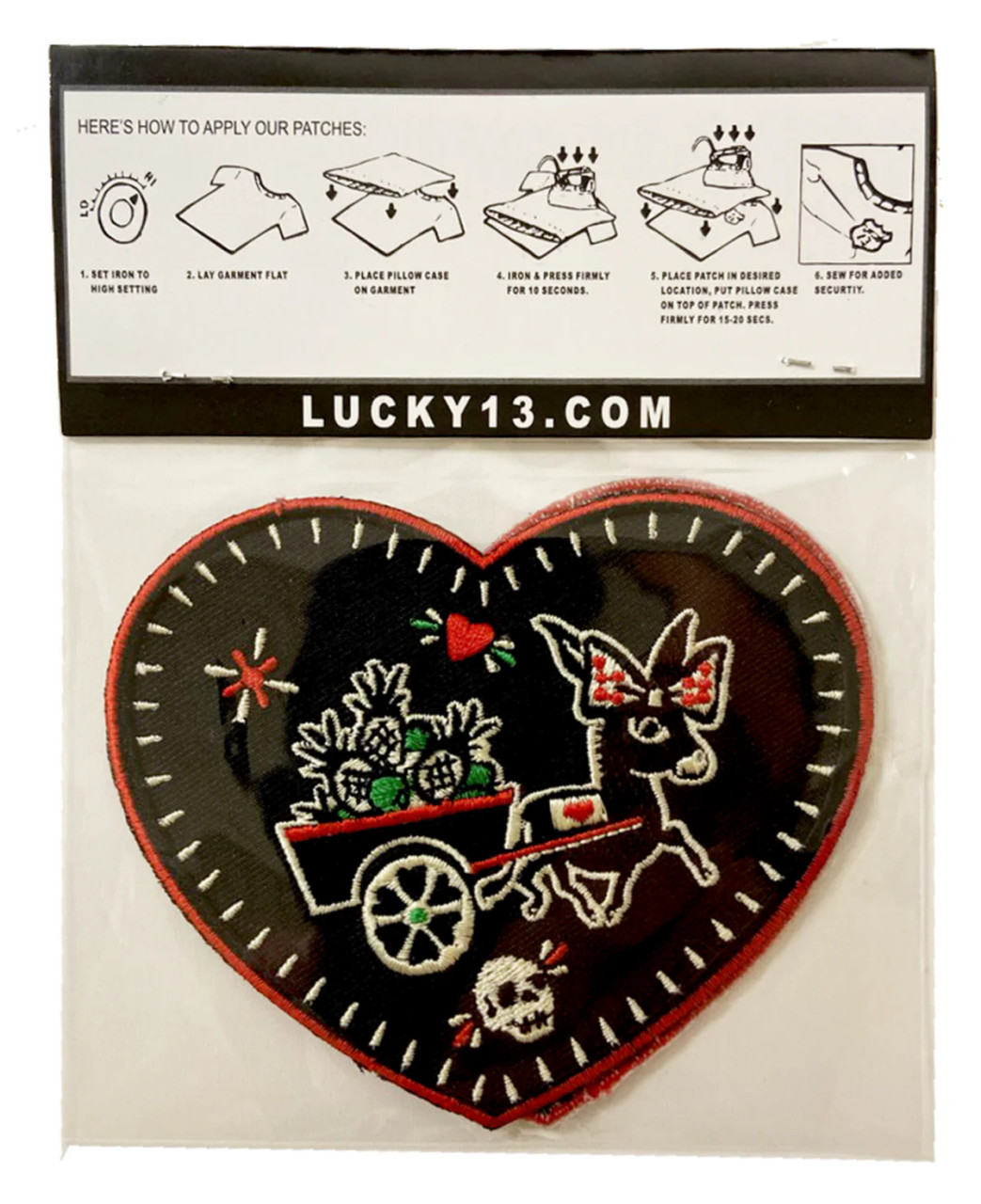 Lucky 13 Los Donkeys Heart Patches - Set of 2 - Suicide Glam Australia