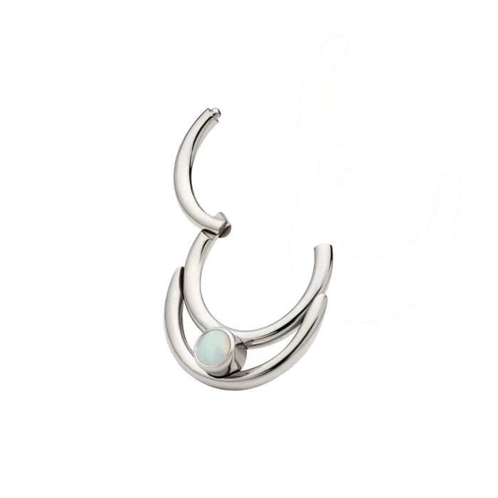 BodyVibe Silver Double Hoop White Opal Hinged Clicker - Suicide Glam ...