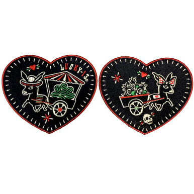Lucky 13 Los Donkeys Heart Patches - Set of 2 - Suicide Glam Australia