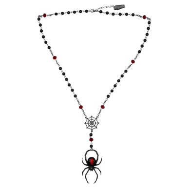 Kreepsville 666 Black Widow Spider Rosary Necklace - Suicide Glam Australia