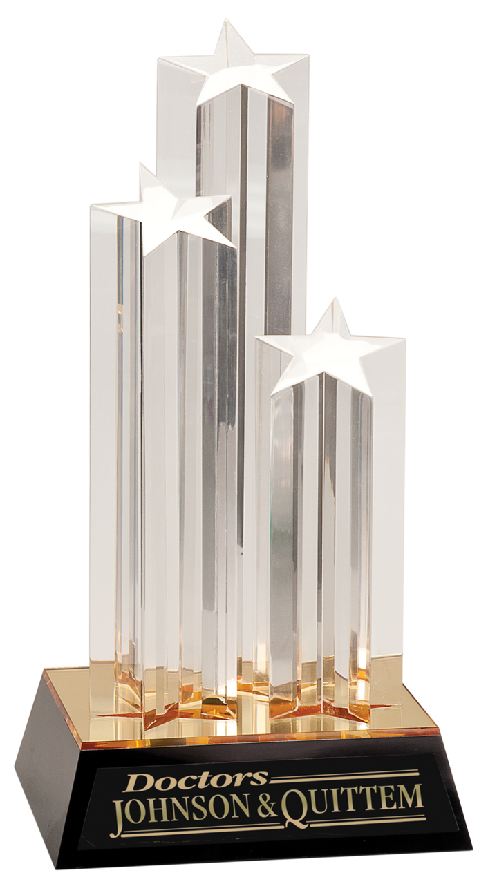 Gold Triple Star Column Acrylic - Collegiate Awards