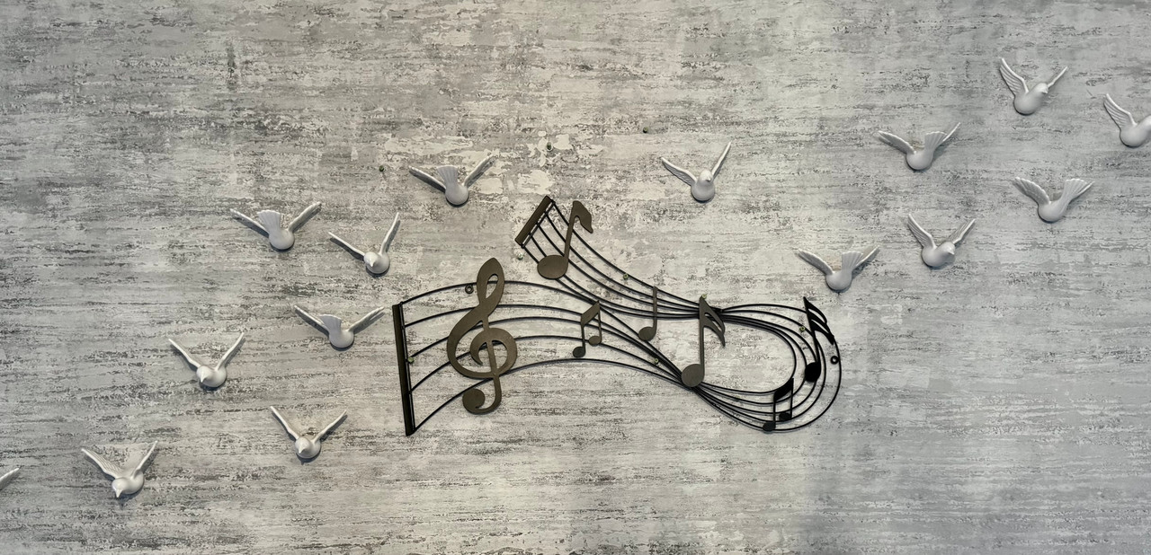 MET148 Wall Decor Musical Notes Black 72x40cm
