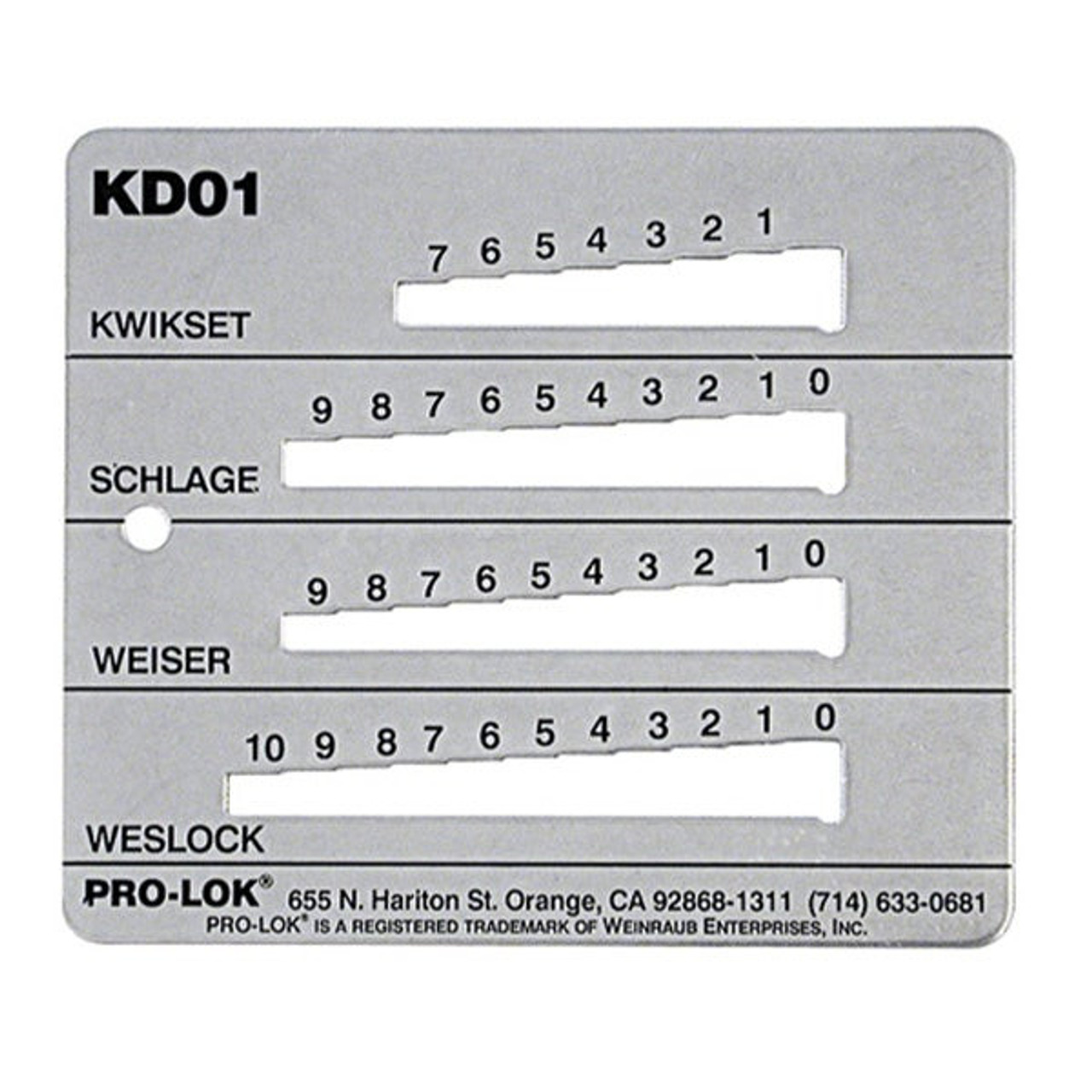 PRO-LOK Key Decoder-KW1 / SC1 / WK1 / WE1 PRO-LOK Tools