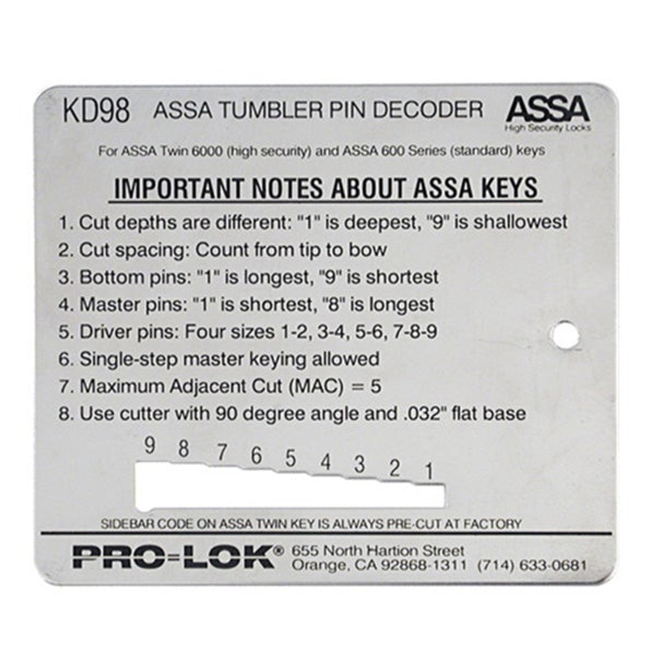 PRO-LOK Key Decoder - ASSA PRO-LOK Our Brands