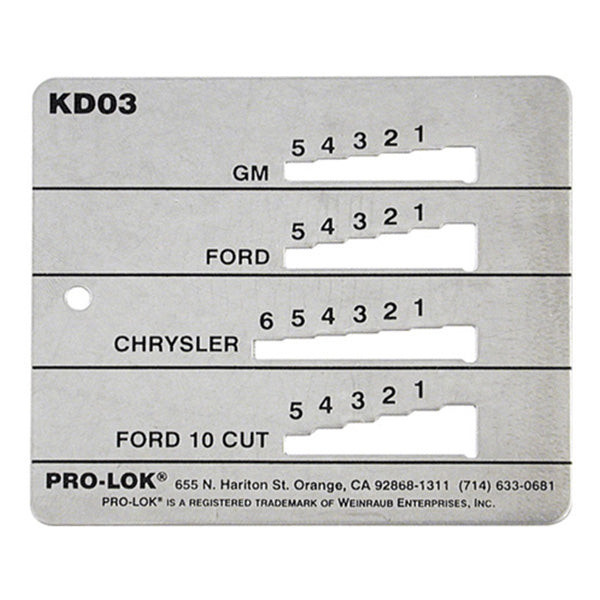 PRO-LOK Key Decoder-GM, Chrysler, Ford & 10-cut PRO-LOK Picks
