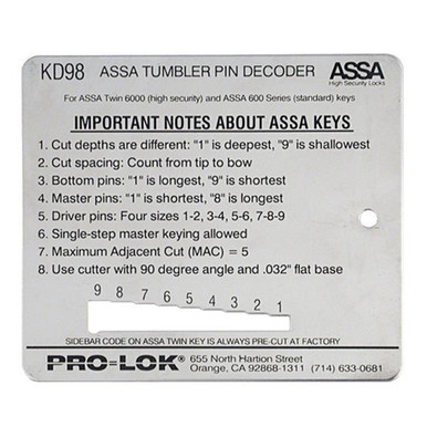 PRO-LOK Key Decoder - ASSA PRO-LOK Our Brands
