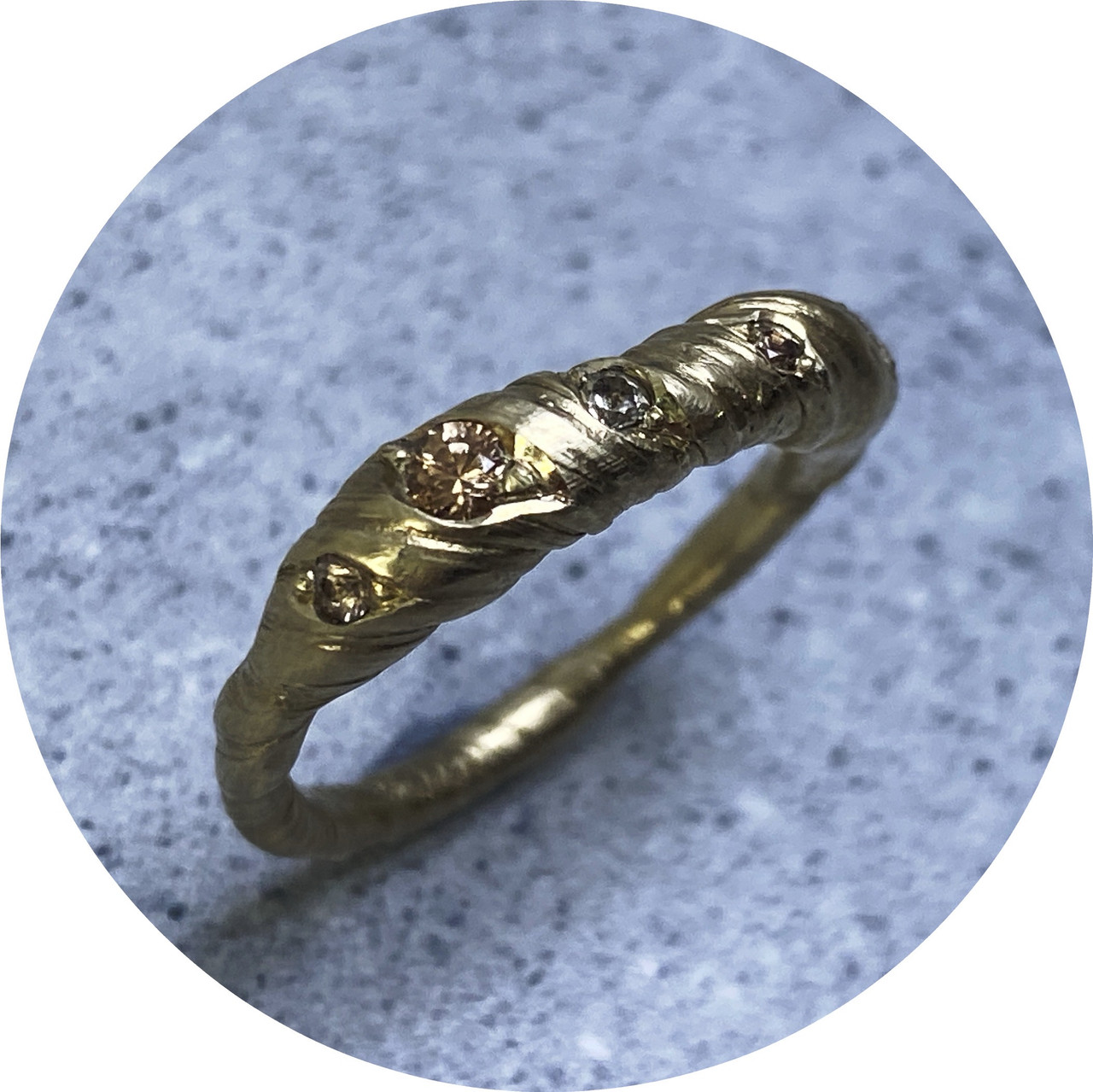 Erin Cheng - Spiral Ring, 9ct Yellow Gold, Peach Sapphires, Australian ...