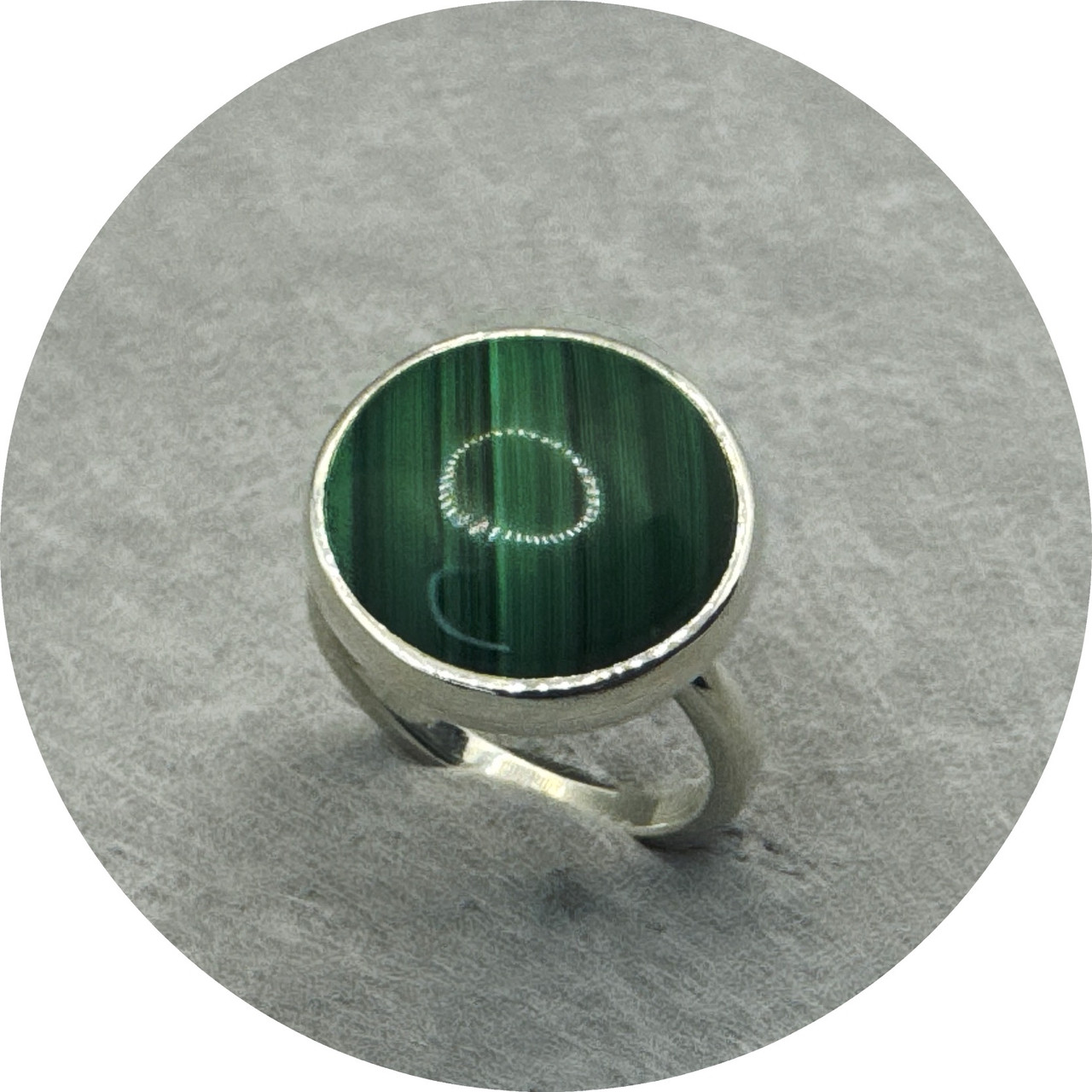 Leonie Simpson - Stone Set Ring, Sterling Silver, Malachite - KIN Gallery