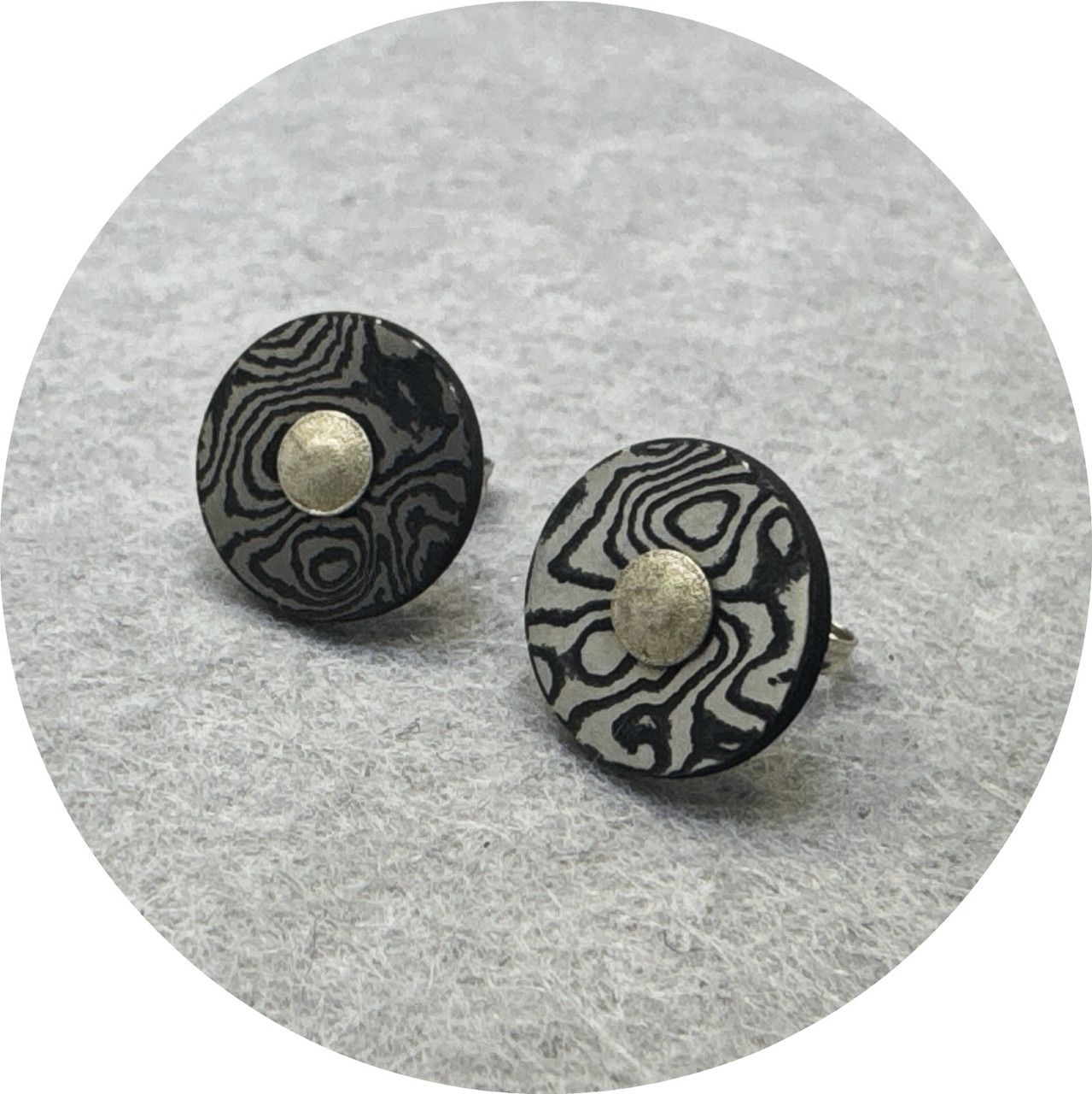 Jackson Rumble - Stainless Steel Damascus Studs, Sterling Silver Posts ...