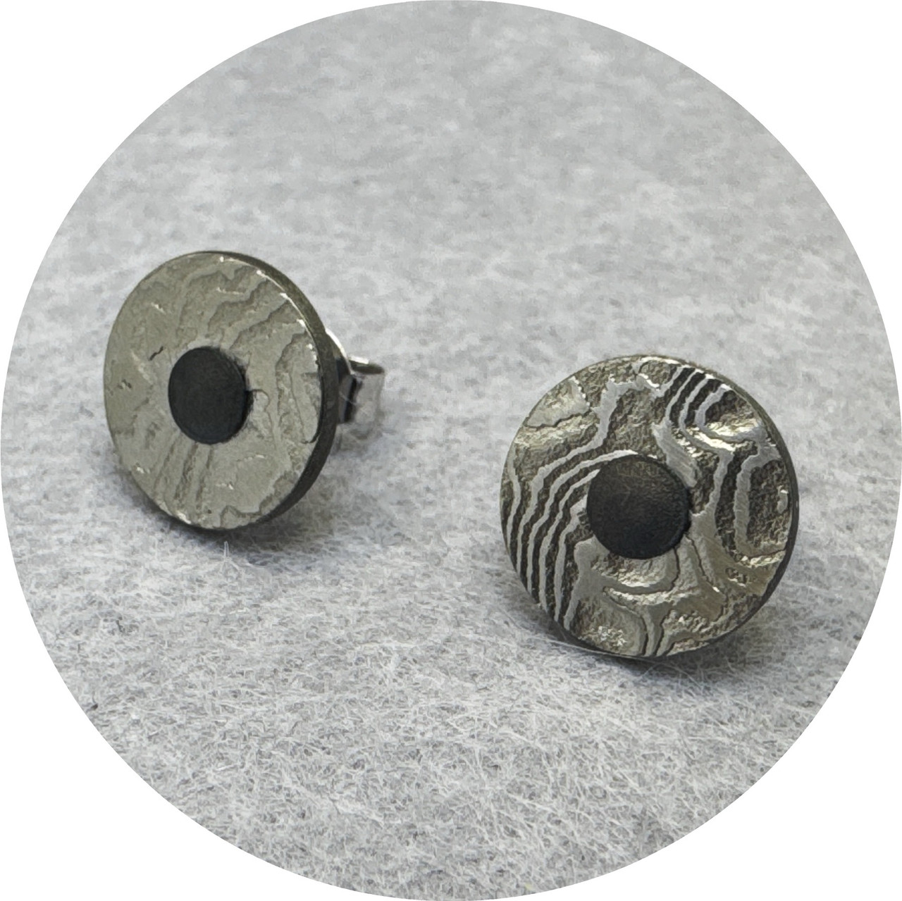Jackson Rumble - Stainless Steel Damascus Studs, Sterling Silver Posts ...