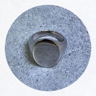 KIN- Oval Signet Ring, Sterling Silver, Size Q - KIN Gallery