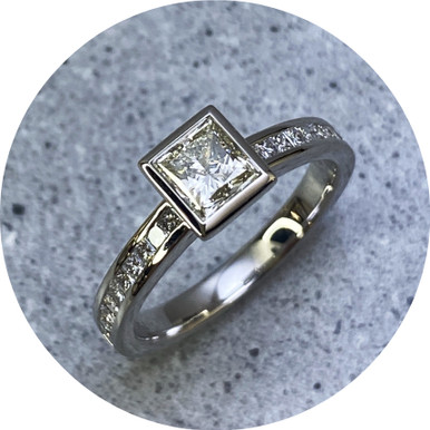 Brendan Cunningham- Princess Diamond Ring, 18ct White Gold, Diamonds ...