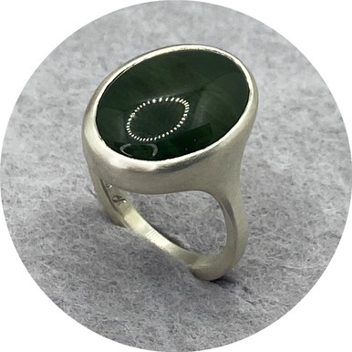 Leonie Simpson - Stone Set I Nephrite Jade Ring, Sterling Silver. Size ...