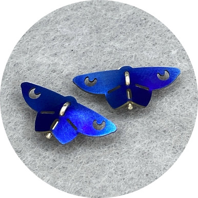 Luke Abbot - Moth Stud Earrings, Sterling Silver, Titanium - KIN Gallery