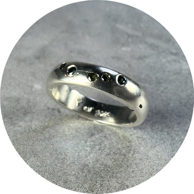 Kirra-Lea Caynes - Sterling Silver Sand Cast 4mm Wide Band With 10 ...