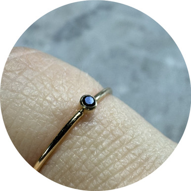 KIN - Black Diamond Stacker Ring. 14ct Yellow Gold. Size N - KIN Gallery