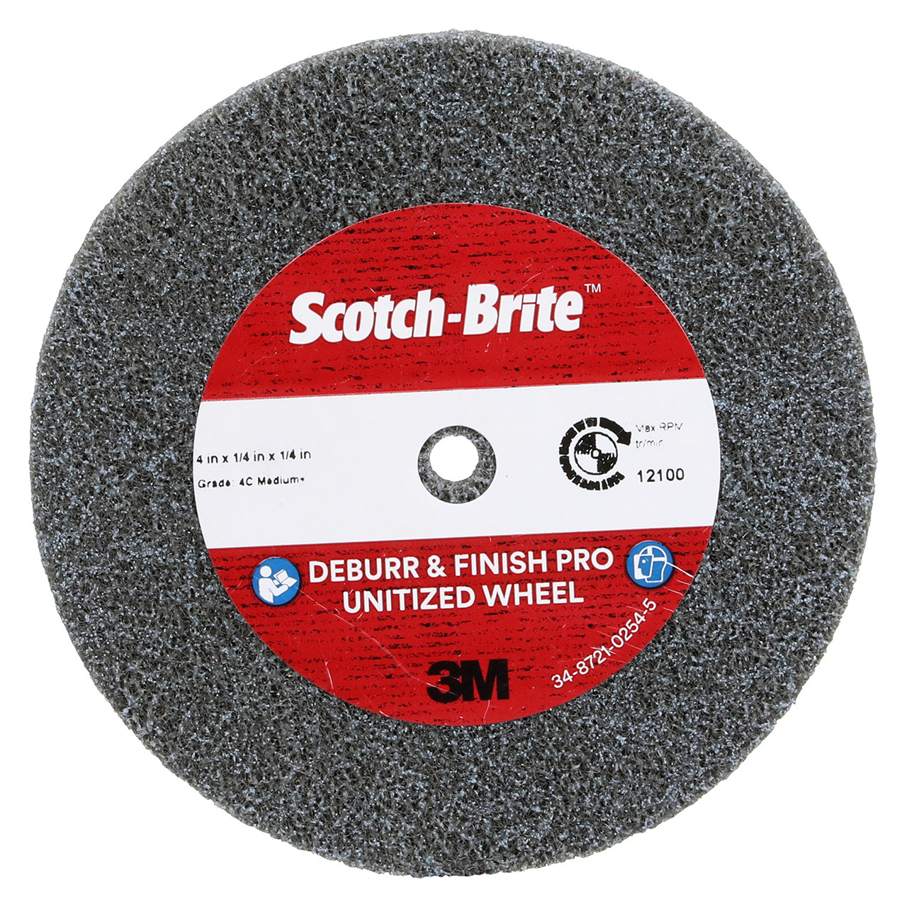 3M 7100220638 | Scotch-Brite 4" Diameter x 1/4" Width Medium+ Grade ...