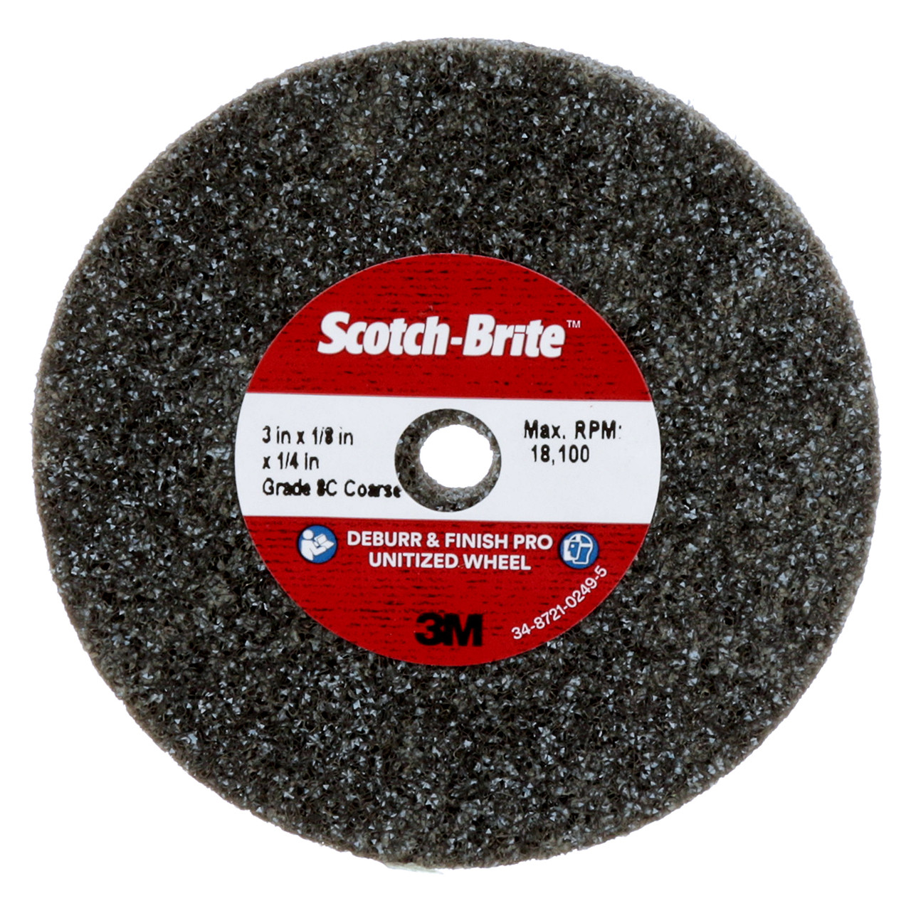3M 7100105326 | Scotch-Brite 1/4" Hole Diameter x 3" OAD x 1/8" Width ...
