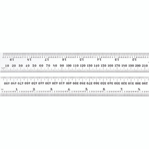 Starrett C636-500 | 19-1/2" Spring-Tempered Steel Rule 1/32", 1/64"; 1/ ...
