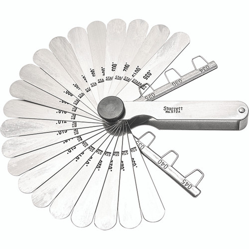 Starrett 572A | 0.0015"-0.0350" Tempered Steel Thickness Gage 22 Leaves ...