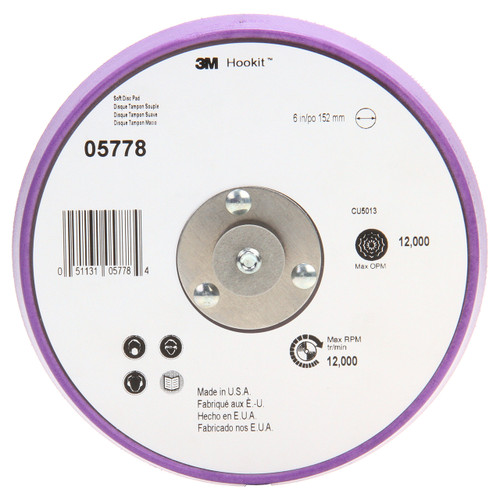3M 7000119757 | 05778 Hookit 6" Diameter x 5/16"-24 EXT Thread Disc Pad ...