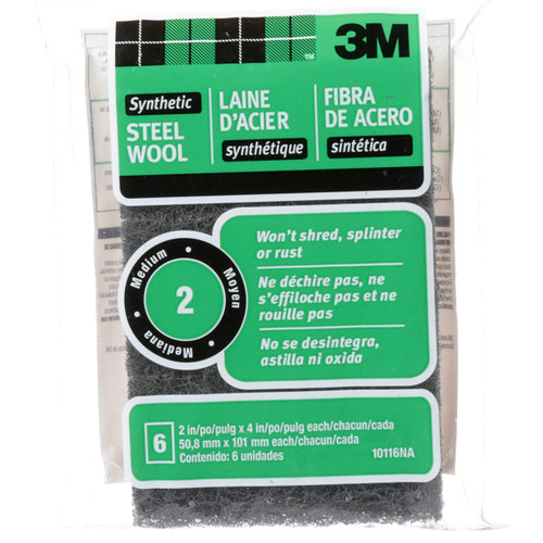 3M 7000047708 | 4" Length x 2" Width Medium Grade Steel Wool Synthetic ...