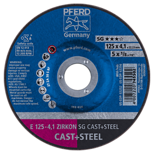 Pferd 69220609 | 63252 5" Diameter x 1/8" Width Grinding Wheel - All ...